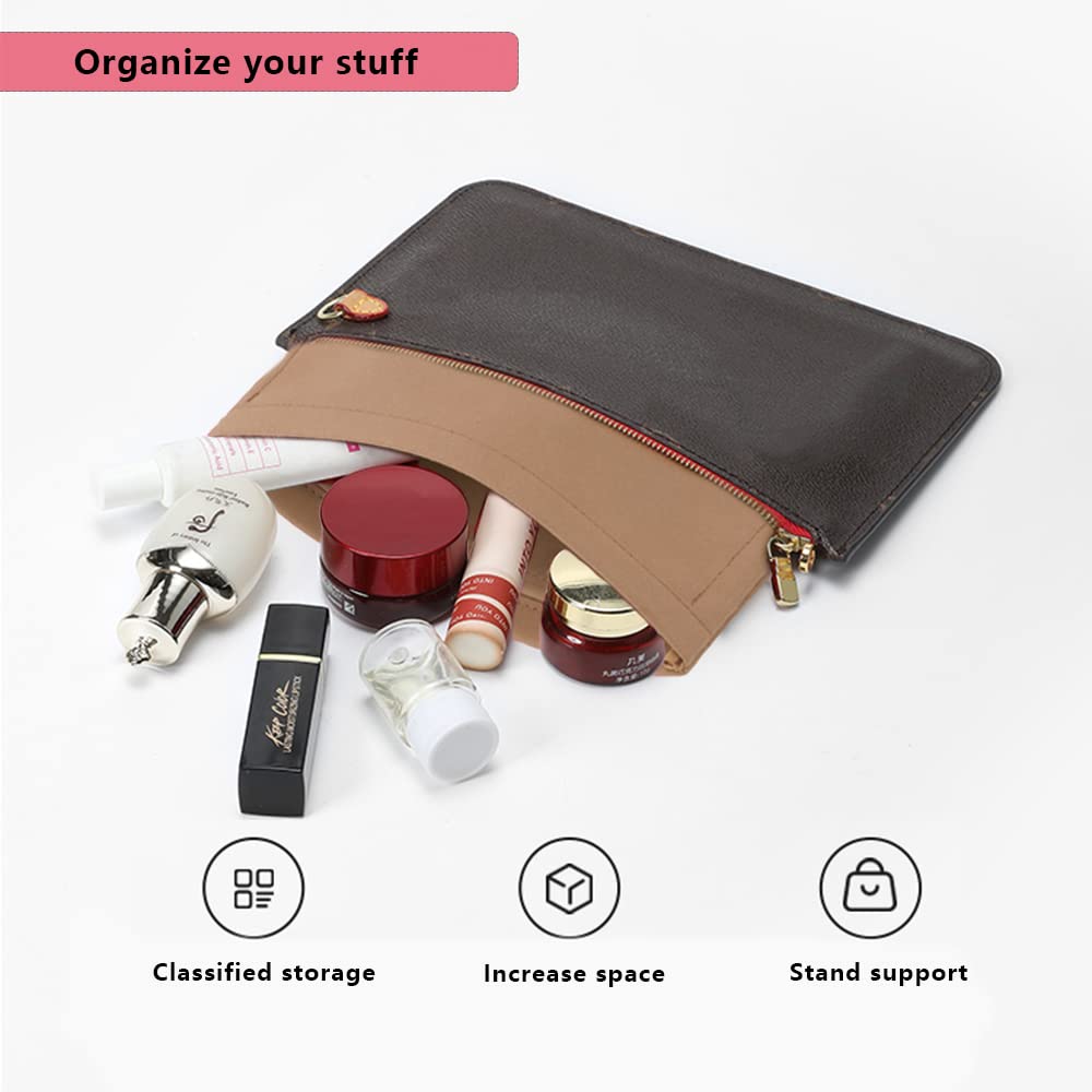 Crossbody Conversion Kit for Neverfull Pouch, Purse Insert Organizer Compatible with LV Neverfull MM GM Pouch, Convert Tote Inner Pochette Into A Crossbody (Beige)