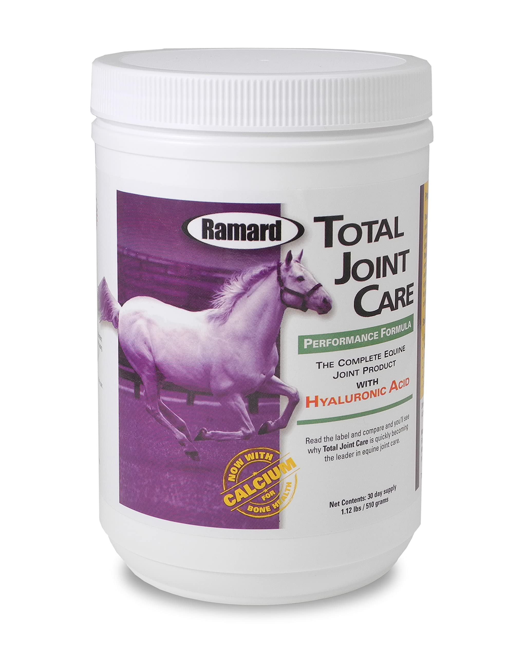 Ramard Total Horse Joint Care Supplements w/Glucosamine, Chondroitin, Chondroitin Sulfate, Vitamin C, & Hyaluronic Acid | Equine Treat & Supplements Supplies | Support for Joints & Tissue 1.12 lbs Jar