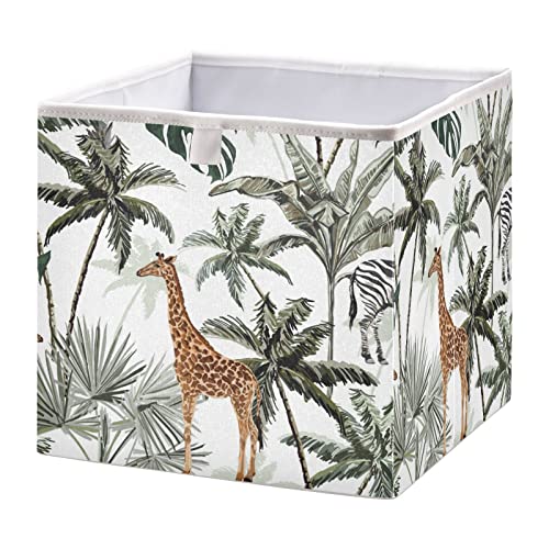 RunningBear Giraffe Zebra Storage Basket Storage Bin Square Collapsible Storage Cubes Nursery Storage Hamper Organizer for Home Office