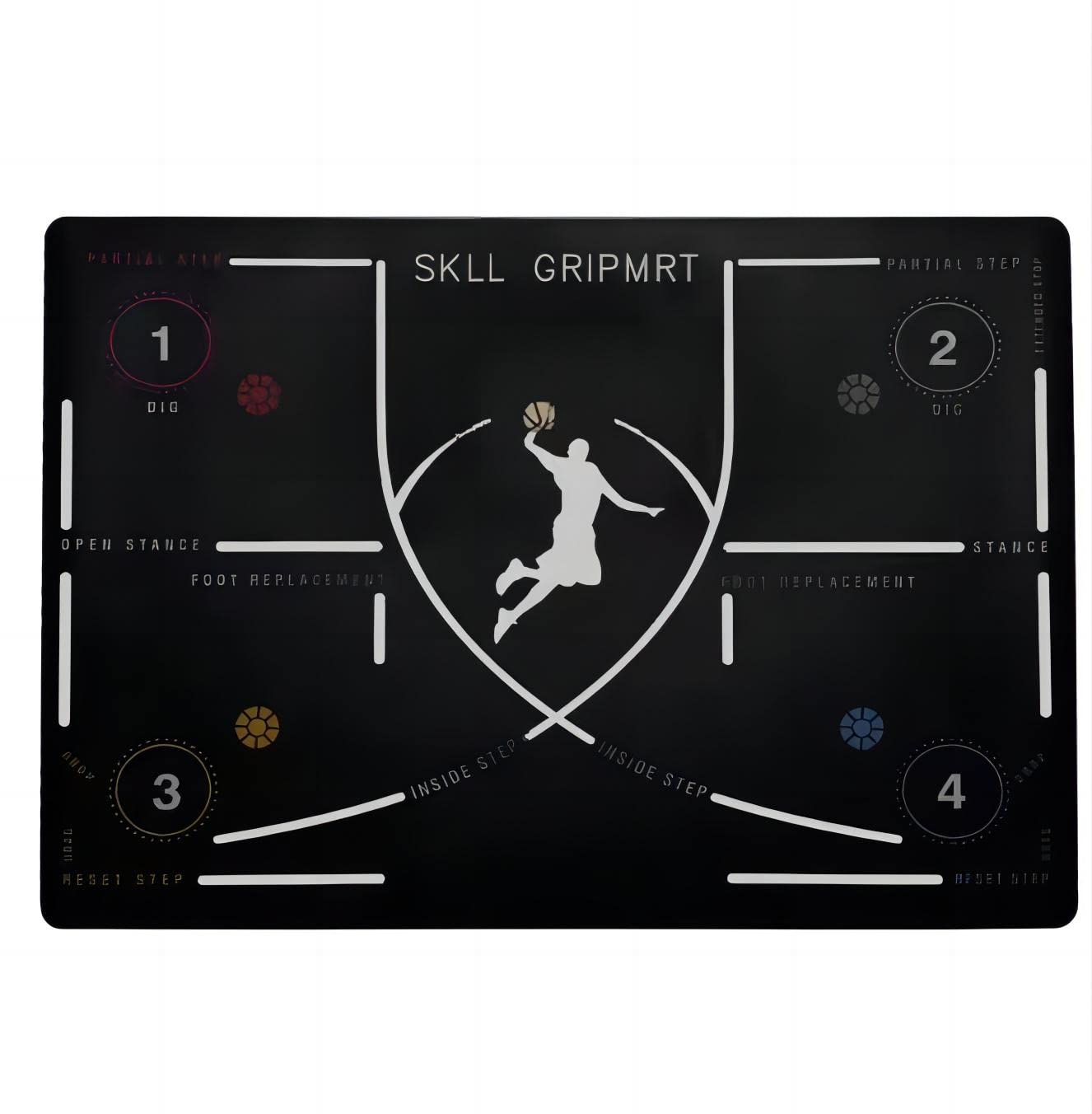 Basketball Footstep Training Mat,Basketball Train mat,Non-Slip Regular Training System Blanket, Dribble Silent Sports Auxiliary Props,Training Pace Ball Control Player Equipment Cool (L)