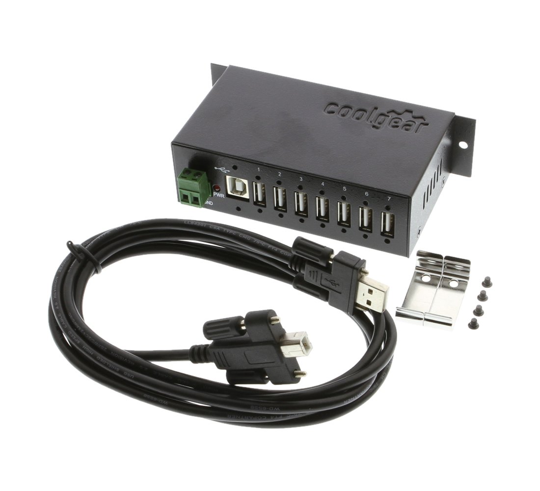 USB 2.0 7-Port hub with Surge Protection Din Rail mounting - NEC chip
