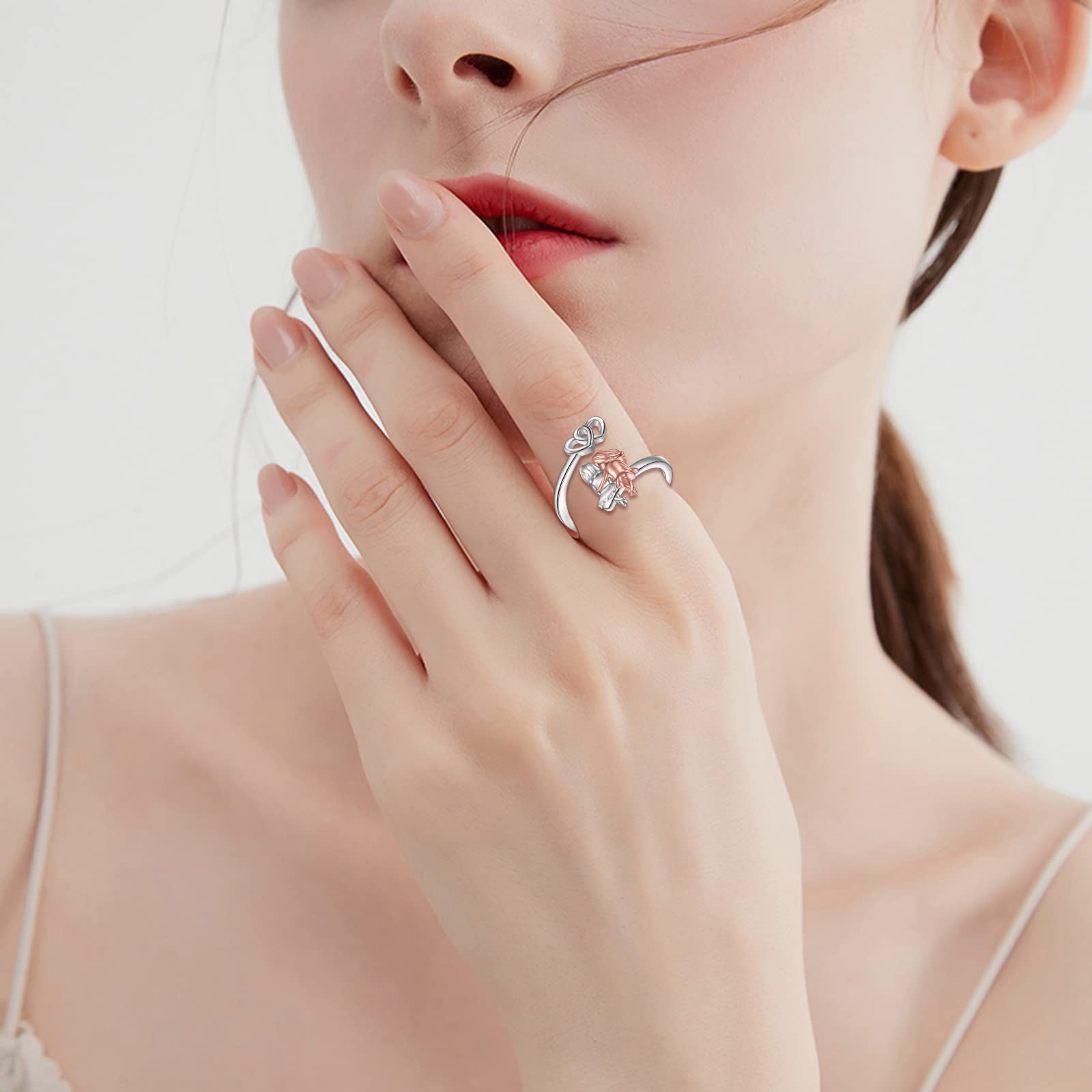 AXELUNA Women 925 Sterling Silver I Love You Ring Wedding Band Promise Rings for Her