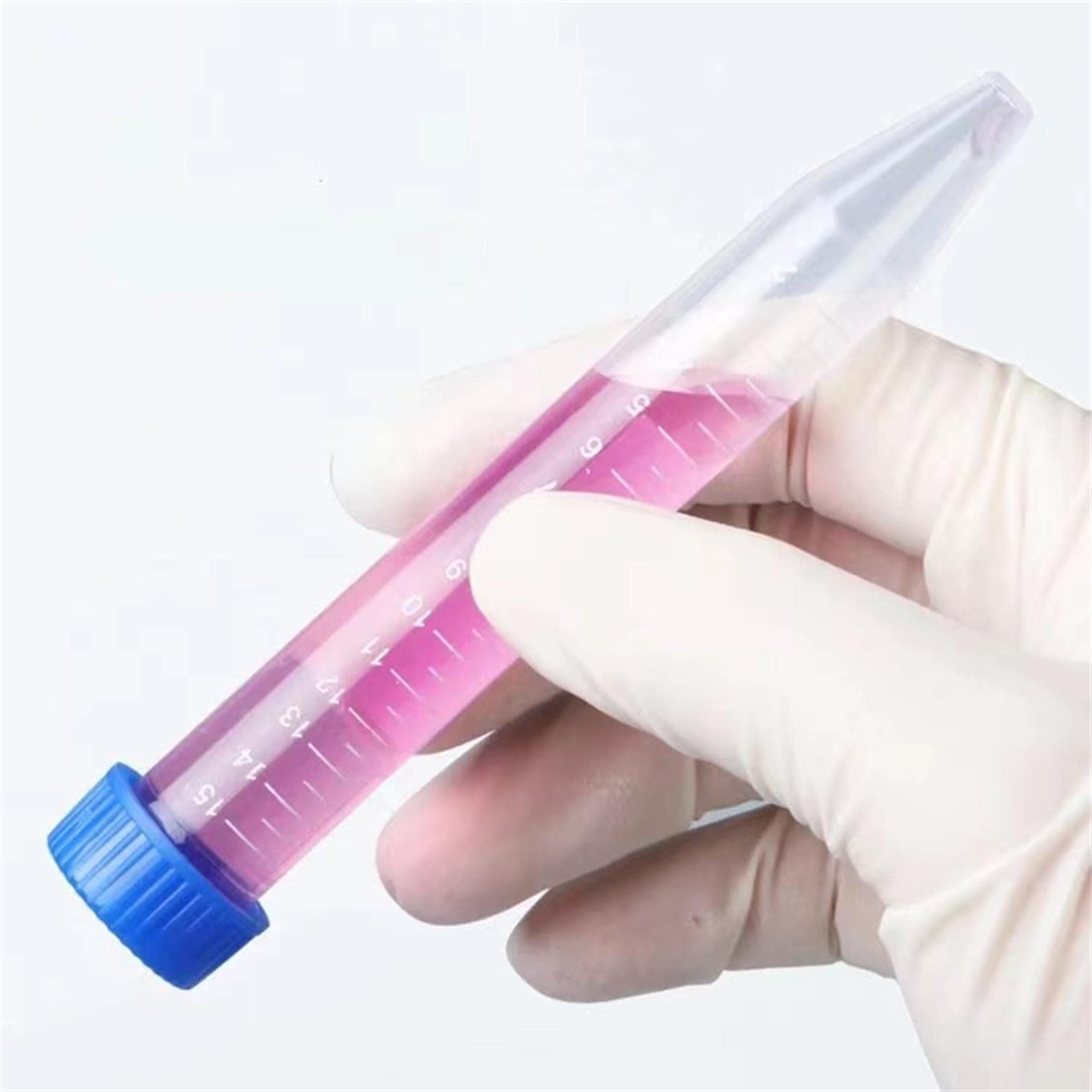 Conical Centrifuge Tubes 15ml,50 Pcs Sterile Plastic Tset Tube with Blue Screw Caps,Polypropylene Plastic Container with Graduated and Write Marks, Non-Pyrogenic, DN/RNase Free