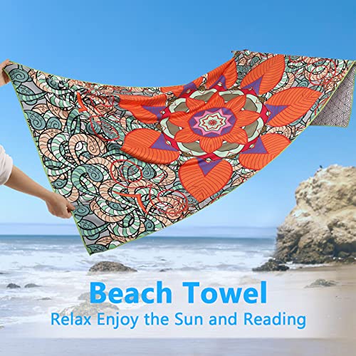 FEERNICH Microfiber Beach Towels 2 Packs, Oversized Quick Super Absorbent Towels for Adults, (72" x 36") Lightweight Thin Towels for Swimming Beach Camping