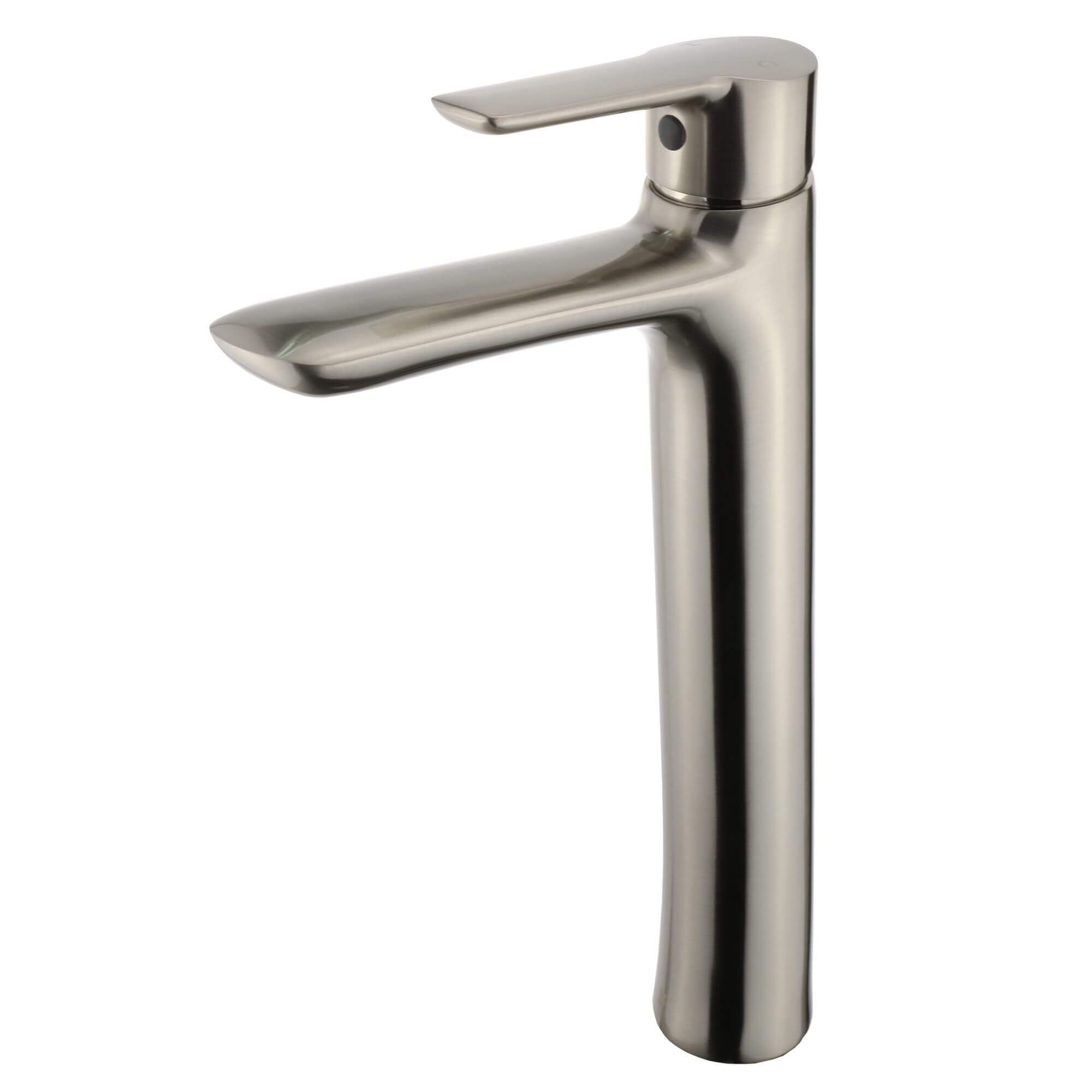 Fine Fixtures Round Single Hole Vessel Sink Bathroom Faucet, Satin Nickel