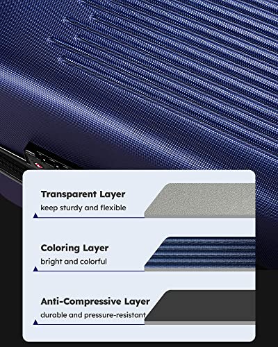 Hard Sided Luggage with Spinner Wheels,Expandable Suitcases with TSA Lock (20" Carry-on, Deep Blue)…
