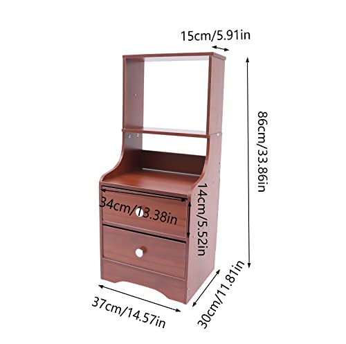 Eapmic 2 Drawers Dresser with Top Cabinet Storage, Nightstand End Bedside Table Storage Cabinet Chest of Drawers with Open Shelf, Wide Storage Space for Home Office,White (2 Drawers,Brown)
