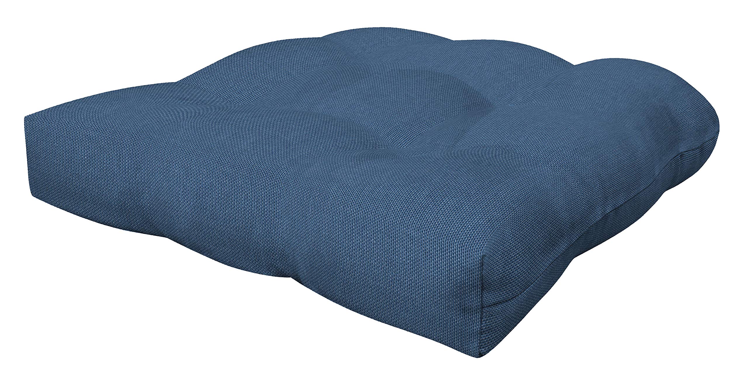 Honeycomb Indoor/Outdoor Textured Solid Pacific Blue Contoured Tufted Seat Cushion: Recycled Polyester Fill, Weather Resistant, 2 Count (Pack of 1) Patio Cushions: 19.5" W x 18.5" D x 4" T