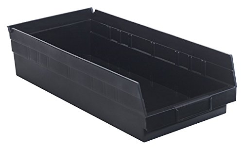 Quantum Storage QSB108BK 10-Pack 4" Hanging Plastic Shelf Bin Storage Containers, 17-7/8" x 8-3/8" x 4", Black