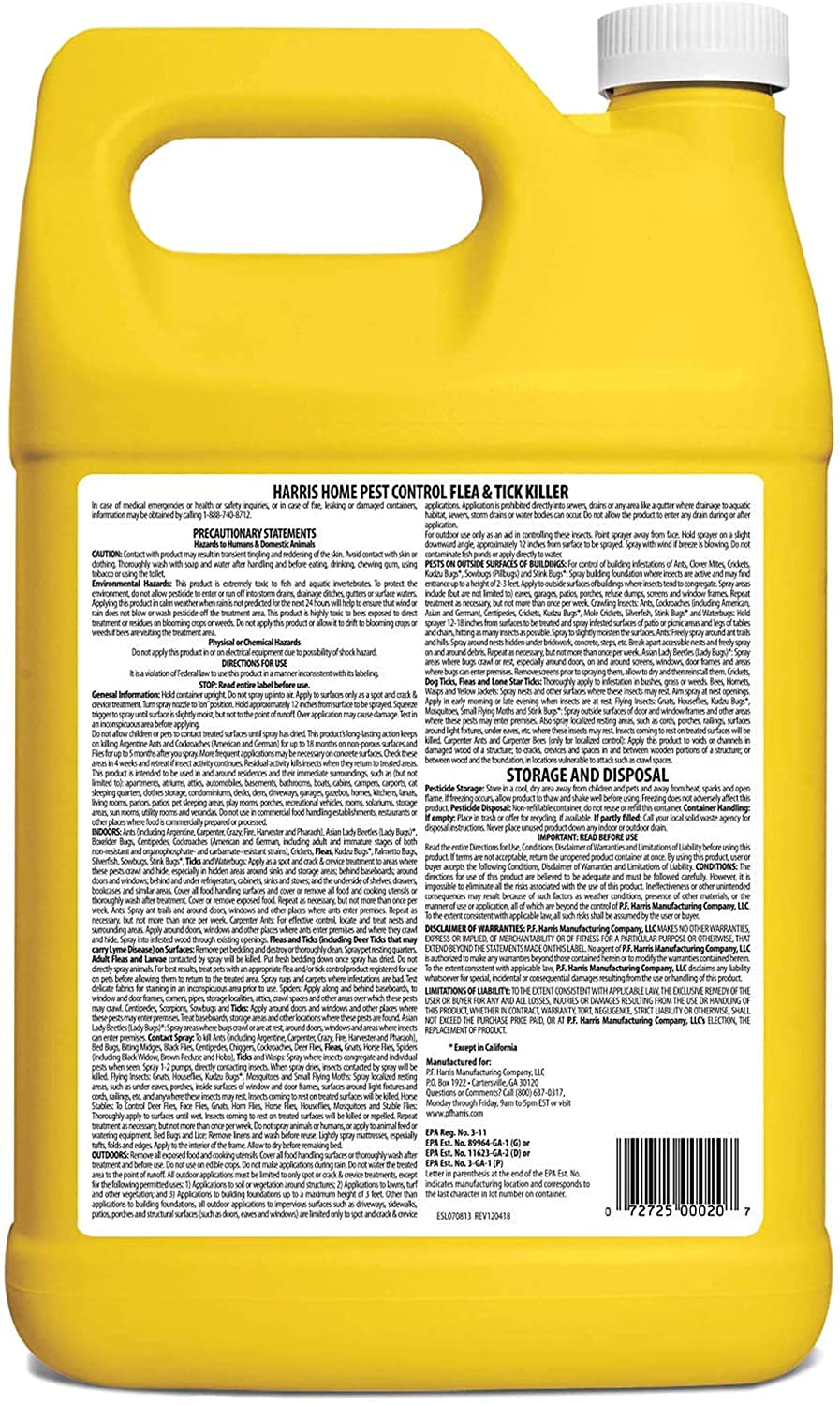 Harris Flea and Tick Killer, Liquid Spray with Odorless and Non-Staining Extended Residual Kill Formula (2-Pack, Gallon)