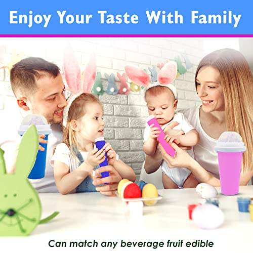 Slushy Maker Cup - TikTok Frozen Magic Quick Smoothie Cup- With Extra Popsicle Mold , Sponge & Cleaning brushes , Bottle with 2 in 1 Straw - Squeeze Icy Frozen Slushie Cup - Cooling Slushie for Smoothies -Blue