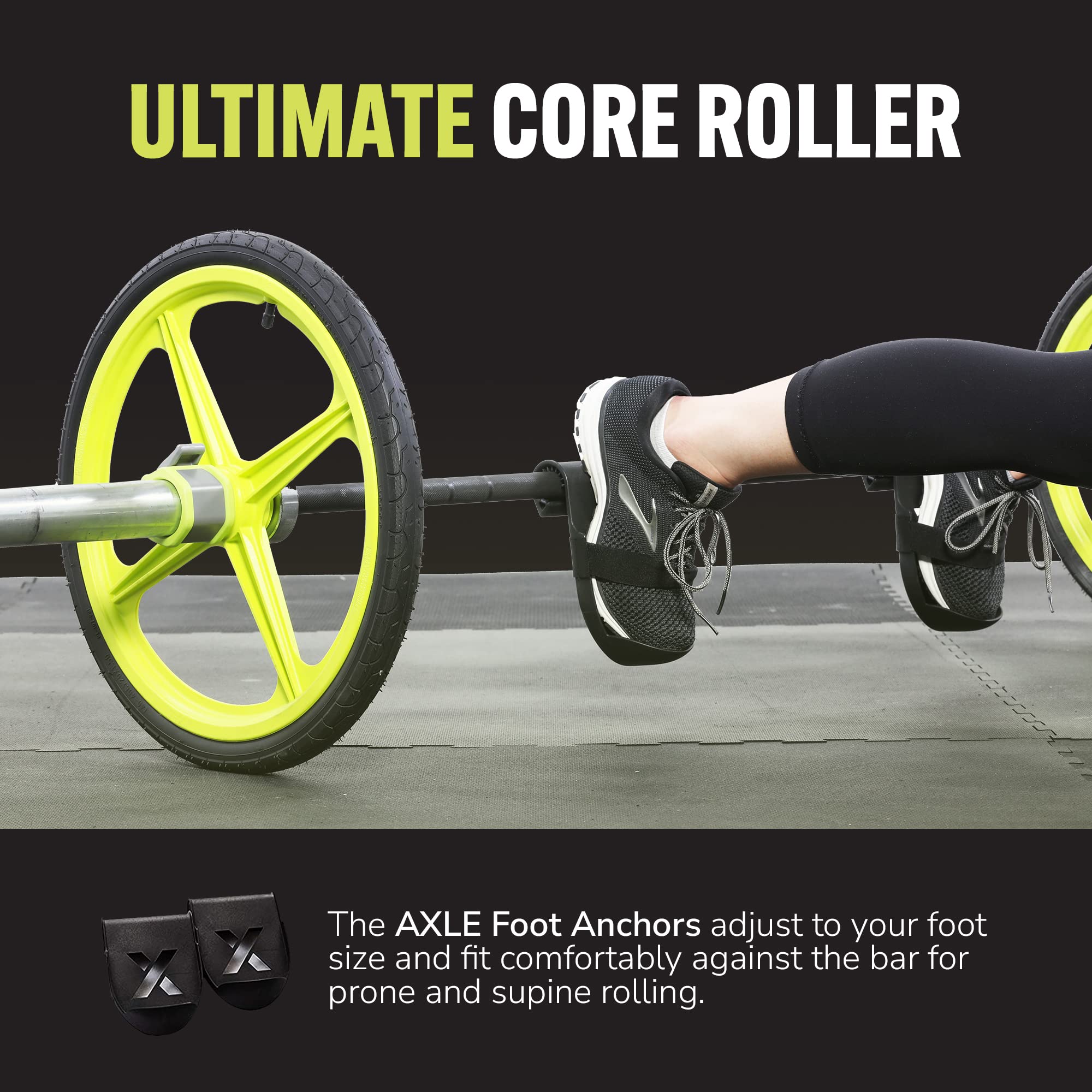 AXLE Home Gym Bundle Workout & Exercise Equipment, Olympic Barbell Weights Set, Two 5lbs Weight Plates, Resistance Band, Foot Anchors, & Tote Bag for Fitness & Strength Training for Men, Women & Youth