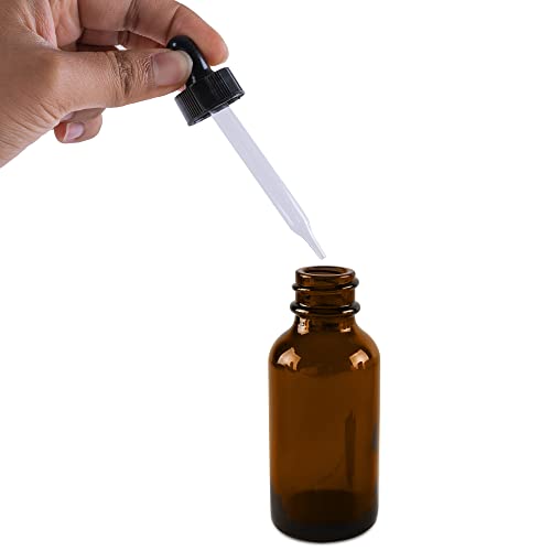 Super Z Outlet 1oz Glass Bottles with Glass Eye Dropper Dispenser for Essential Oils, Kitchen Tools, Chemistry Lab Chemicals, Colognes & Perfumes (6 Pack)(Amber)