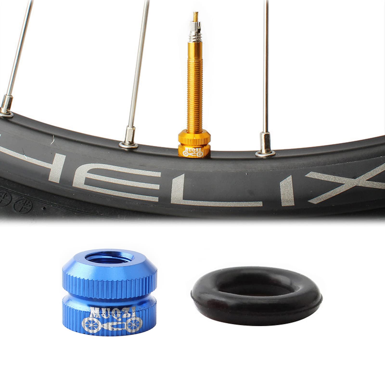 Bicyle Inner Tube Valve Nuts?Bike Hub Flanged Axle Nut with Sealed O Ring for Most Mountain Bikes Road Bikes (Blue)