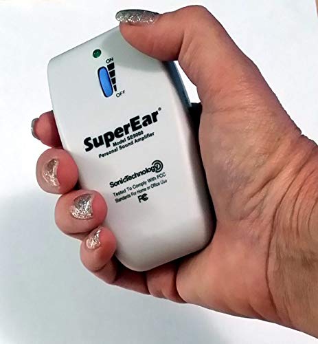 SuperEar Rechargeable Personal Sound Amplifier - 50dB Amplifier with Headphones, Earbuds and Tactile 3 Tone Frequency - Sound Amplifiers for Seniors, Adults and Audiologists - Model SE9000HP (PSAP)