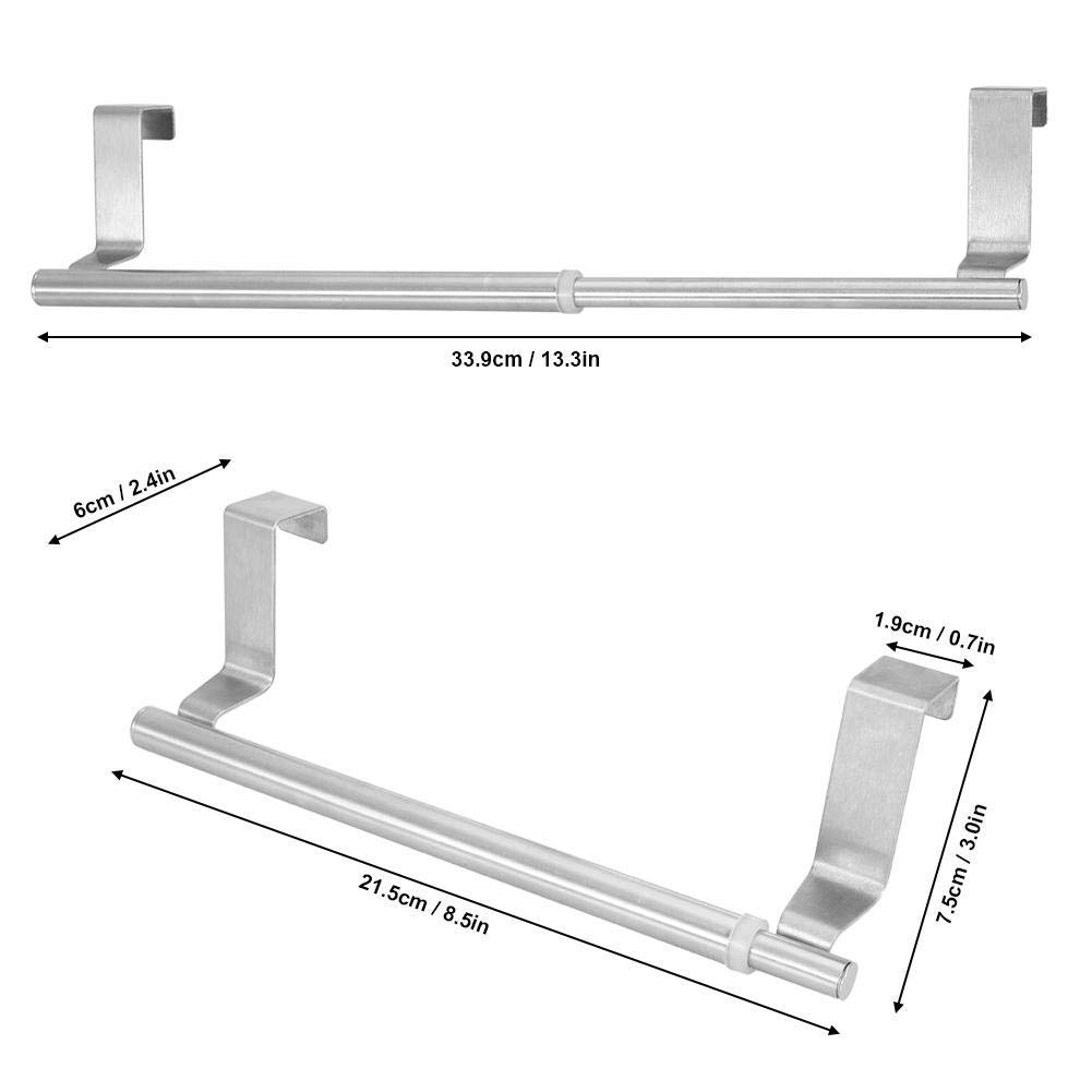 FTVOGUE Over Door Towel Rail Holder, Retractable Stainless Steel Towel Rack Shelf No Drilling (Single Small Size)