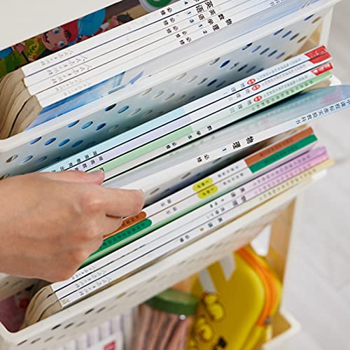 Movable Bookshelf, Rolling Utility Cart Multifunctional Storage Trolley, Multilayer Capacity Bookshelves Organizer, Rotatable Removable Plastic Rolling Organization Shelf