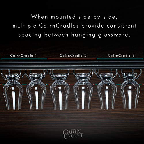 CairnCradle Whiskey Glass Rack - Under Cabinet Whisky Tasting Glasses Holder Storage Hanger Metal Organizer for Bar Kitchen (2 Across x 3 Deep, Polished Stainless)