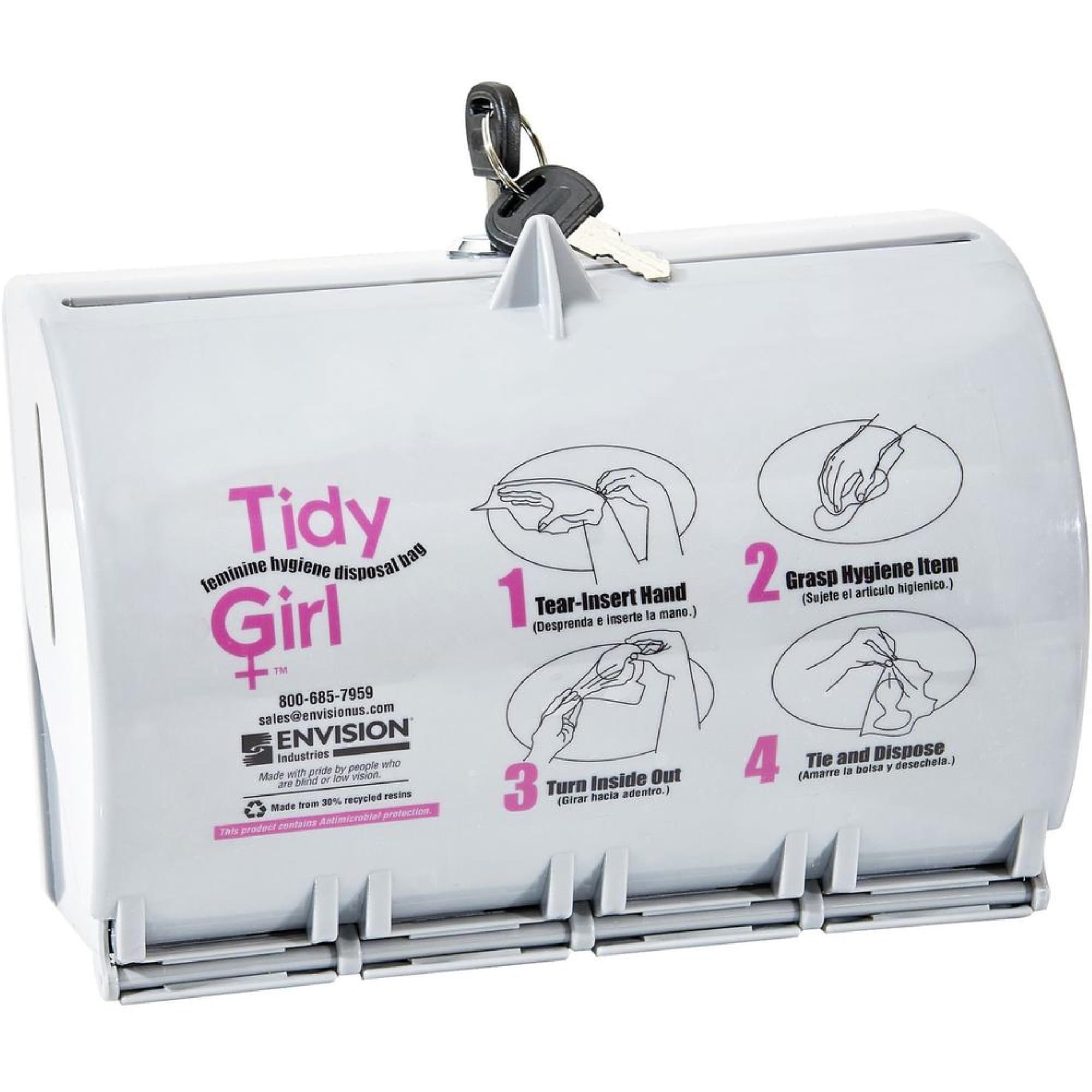 Tidy Girl TGUDPV2 Tidy Girl Plastic Feminine Hygiene Disposal Bag Dispenser, Gray