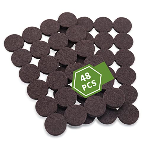 Felt Furniture Pads for Hardwood Floors 48 PCS, Furniture Pads, Floor Protectors for Hardwood Floors, Felt Pads for Furniture, Round, Dark Brown