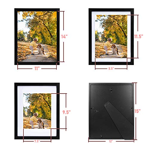 Beyond Your Thoughts 11"X14" Real Wood + Real Glass (Hang/Stand) Black Picture Photo Frame with Matted for 8"X10" or 9"x12" Photo for Wall and Table Top-Mounting Hardware Included(1 Pack)
