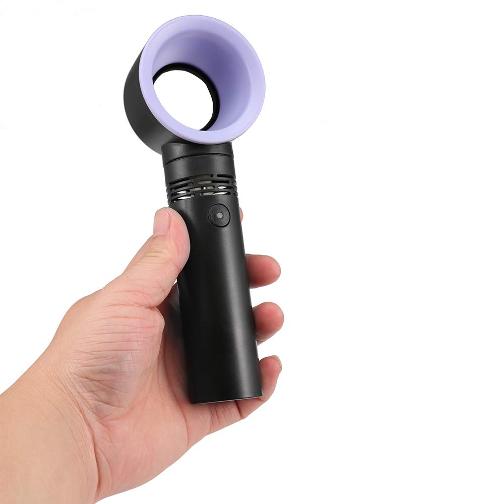 LZLRUN Protable Handheld Cooling Bladeless Fan USB Mini Fan Desktop Bladeless Fan Rechargeable Quiet 3 Gear (Black)