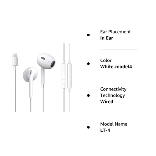 Earbuds Wired with Lightning Connector, [MFi Certified] iPhone Headphones Wired Earphones (Built-in Microphone & Volume Control), Compatible with iPhone14/13/12/11/X/8p/7p-All iOS Systems