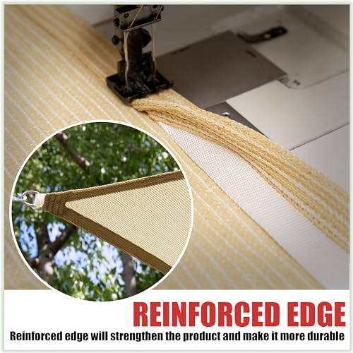 Colourtree 14' x 16' Beige Sun Shade Sail Rectangle Canopy Fabric Cloth Screen, Water Permeable & UV Block UPF50, Heavy Duty, Carport Patio Outdoor - (We Customize Size)