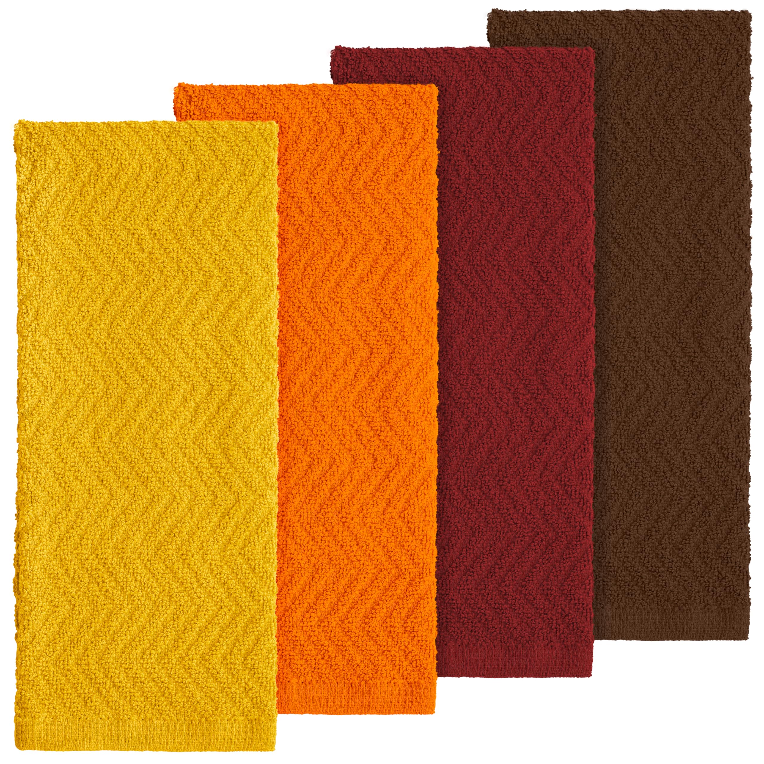 DecorRack 100% Cotton Kitchen Towels, 15" x 25" Absorbent Dish Towels [Premium Quality 400 GSM] Fall Set (Pack of 4)