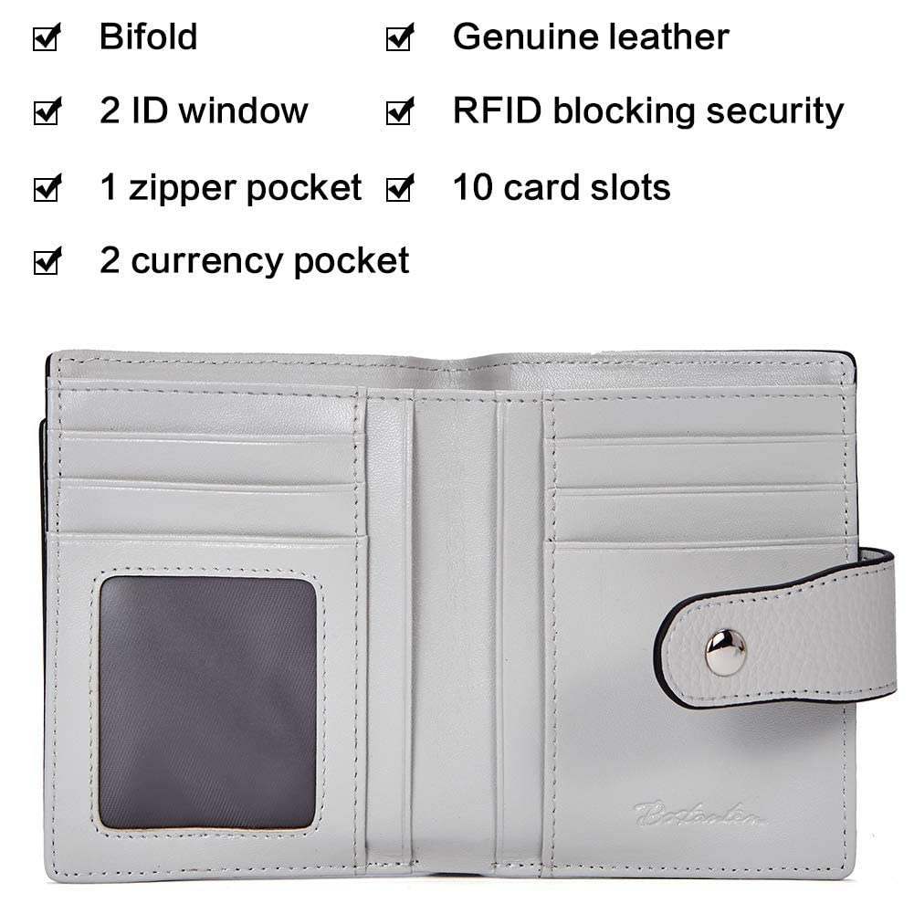 BOSTANTEN Women Designer Handbags Soft Leather Purses and Handbags Satchel Shoulder Bag Bundle with Women Leather Wallet RFID Blocking Small Bifold Wallet with ID Window