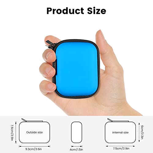 Earphone case, RISETECH Earbud Carrying Case Holder Hard EVA Headphone Small Zipper Pouch Compatible with Beats Fit Pro, TOZO A1, Bose Soundsport, EarPods, AirPods, Sony Wired Earbuds with Clip -Blue