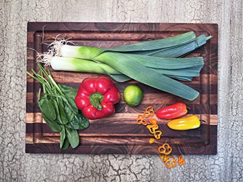 Mountain Woods EGA19 Acacia Hardwood End Grain Cutting Board with Juice Groove, 19”X13”x1.5”