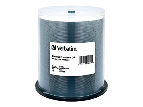 Verbatim 95254 100 x CD-R ( 80min ) 52x - white - thermal transfer printable surface, printable inner hub - spindle