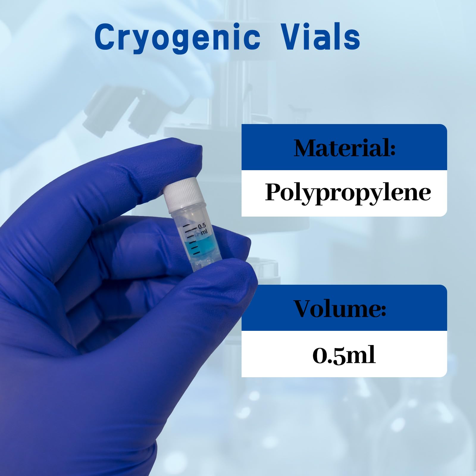 CryoKING 0.5ml Cryogenic Vials Sterile Vials with Red Caps for Sample Collection and Storage (External Thread, Non-Barcoded), 25 Pcs/Bag