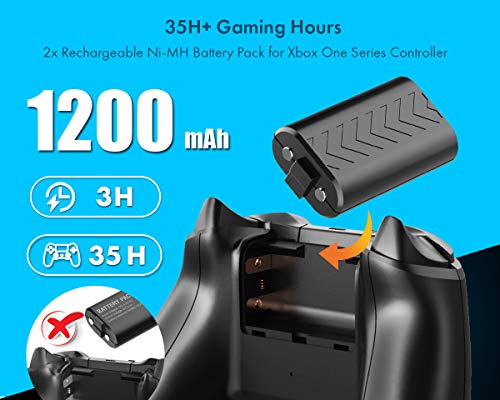ElecGear Xbox One Vertical Charging Stand with Cooling Fan, 2X 1200mAh Rechargeable Battery Pack for Controller, Games Storage Bracket, Dual Charger Dock for Xbox One, One S, One X and Elite