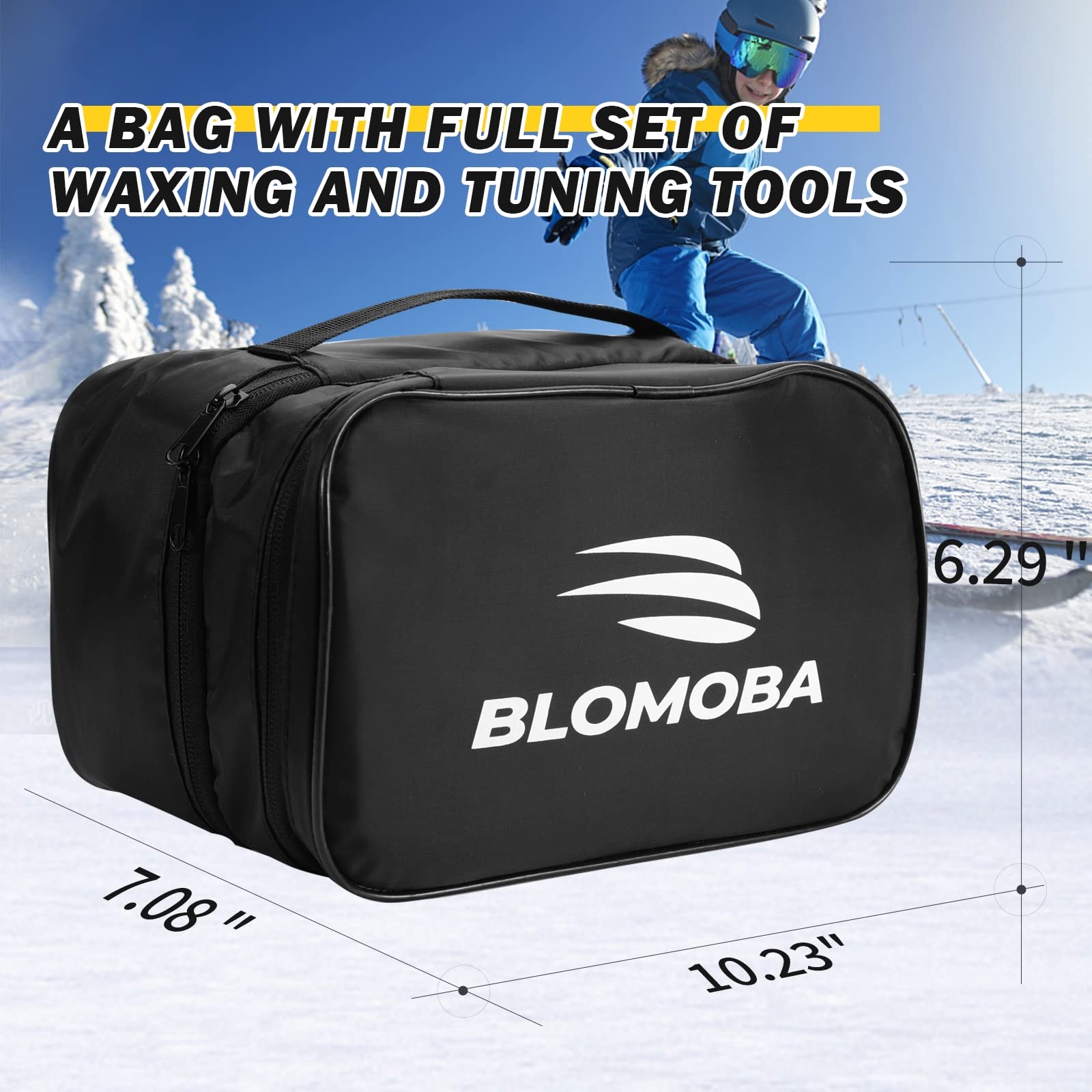 Blomoba Ski Snowboard Tuning and Waxing Kit with Waxing Iron,Universal Wax,Edge Tuner,Brush,Wax Scraper