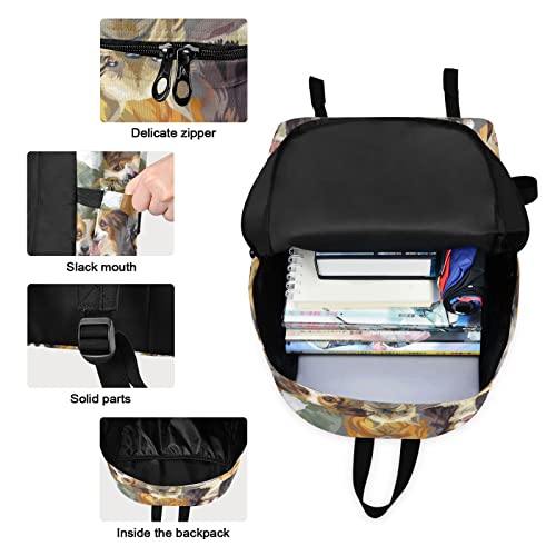 FOLIOSA Kid's Backpack Lunch Bag Set Dog To See Print, Large Capacity Insulated Scratch-Resistant Backpack with Lunch Kit for School Work Suits for 6+ Years Teenager Boys Girls