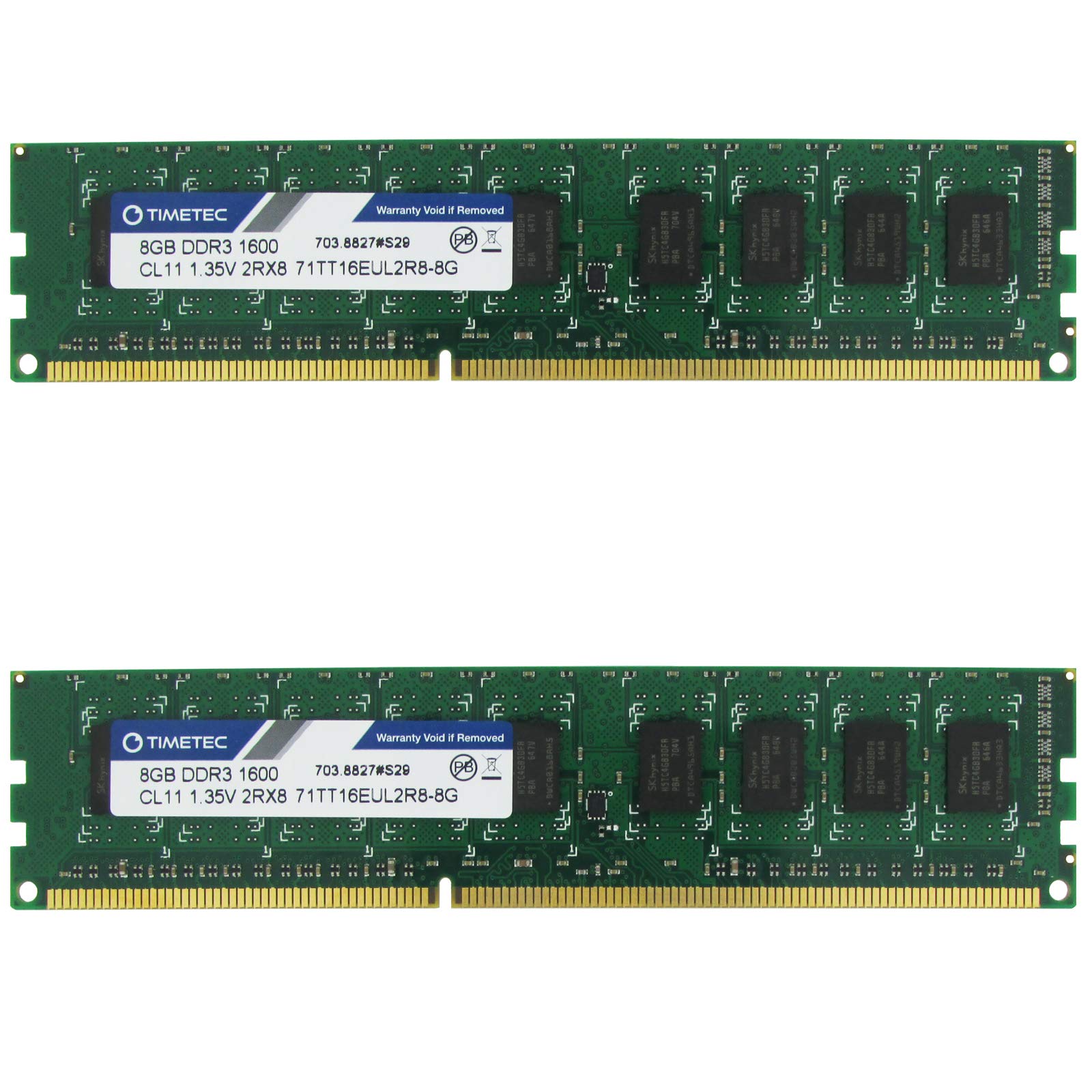 Timetec Hynix IC 16GB Kit(2x8GB) DDR3L 1600MHz PC3-12800 Unbuffered ECC 1.35V CL11 2Rx8 Dual Rank 240 Pin UDIMM Server Memory Ram Module Upgrade (16GB Kit(2x8GB))