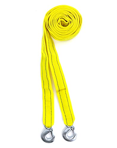 QWORK Tow Strap, | 1.8" x 13' | 11000 lb Capacity, Heavy Duty Towing Strap with Safety Hook, Trailer Rope Unloader for Vehicle Recovery, Towing, Stump Removal, etc