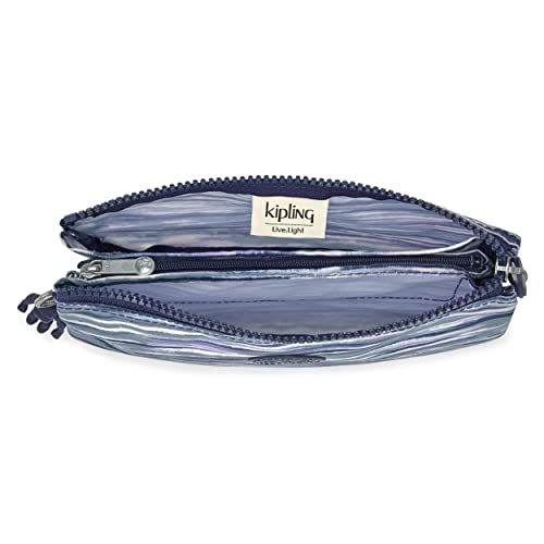 Kipling Women’s Creativity Extra Large Wristlet, Versatile Cosmetics Kit, Lightweight Nylon Travel Organizer, Brush Stripes Print
