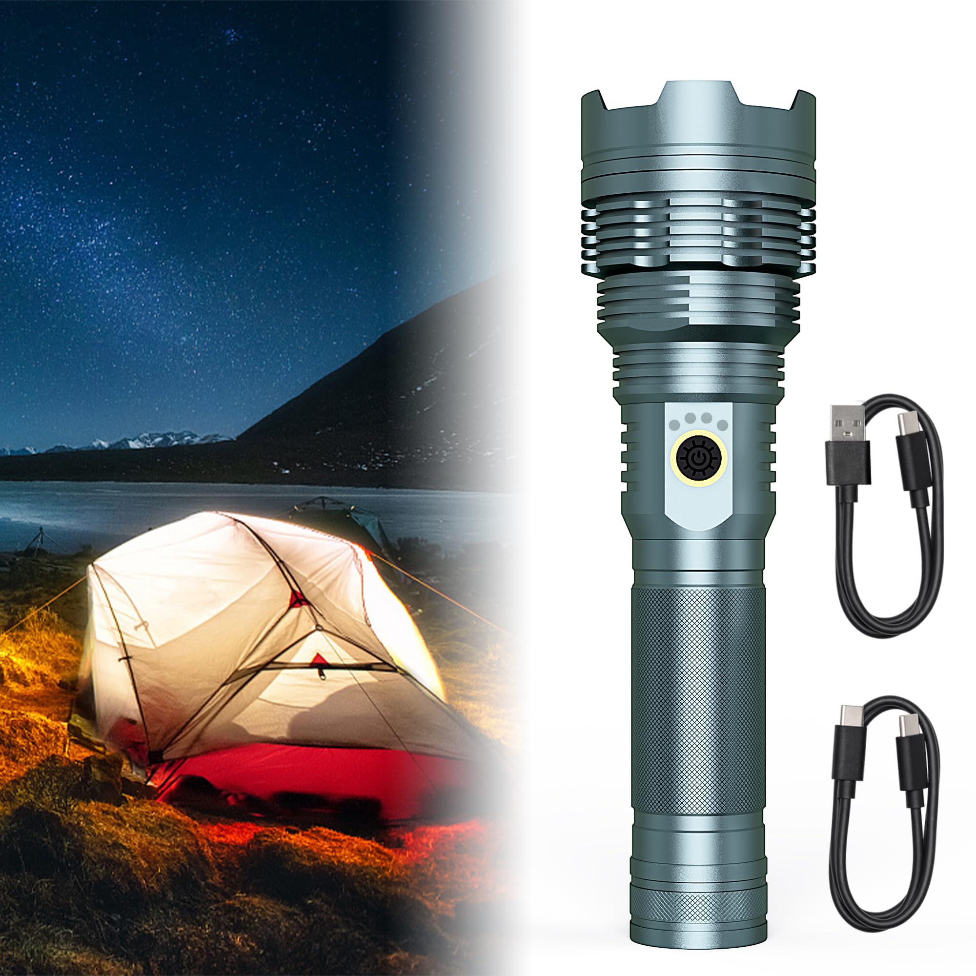 Eahpaslf Rechargeable EDC Flashlights High Lumens, Super Bright LED Tactical Flashlight, 5 Modes & Fast Charge, Powerful Waterproof Flashlights for Emergencies, Home, Camping, Outdoor