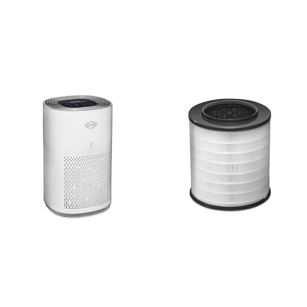 Clorox Air Purifiers for Home, True HEPA Filter, Medium Rooms Up to 1,000 Sq Ft, Removes 99.9% & Medium Room Air Purifier True HEPA Replacement Filter, 1,000 Sq. Ft, Compatible with 11030 & 11031