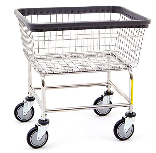 R&B Wire™ 100E Heavy Duty Rolling Wire Laundry Cart, 2.5 Bushel, Chrome