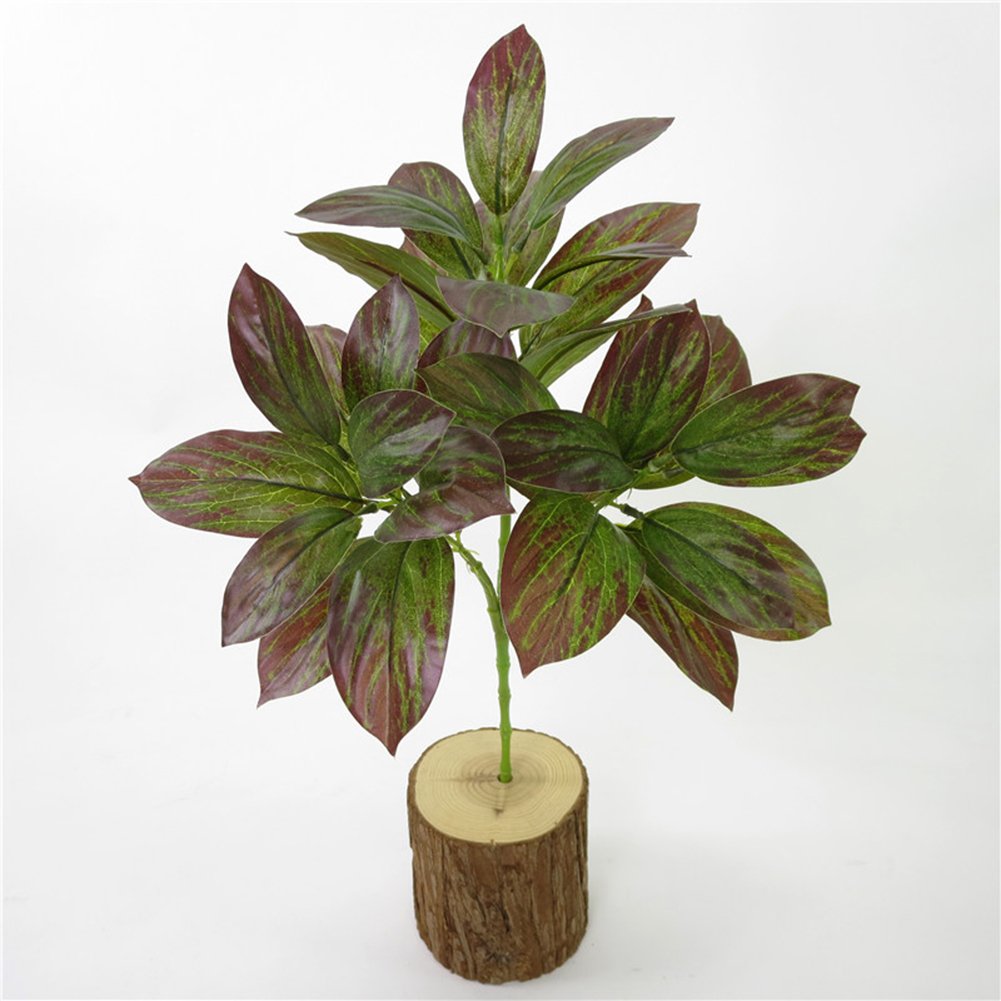 Shineweb 1Pc 3 Branches Artificial Magnolia Leaves Plants Garland Home Kitchen Garden Office Wedding Wall Decor Purple