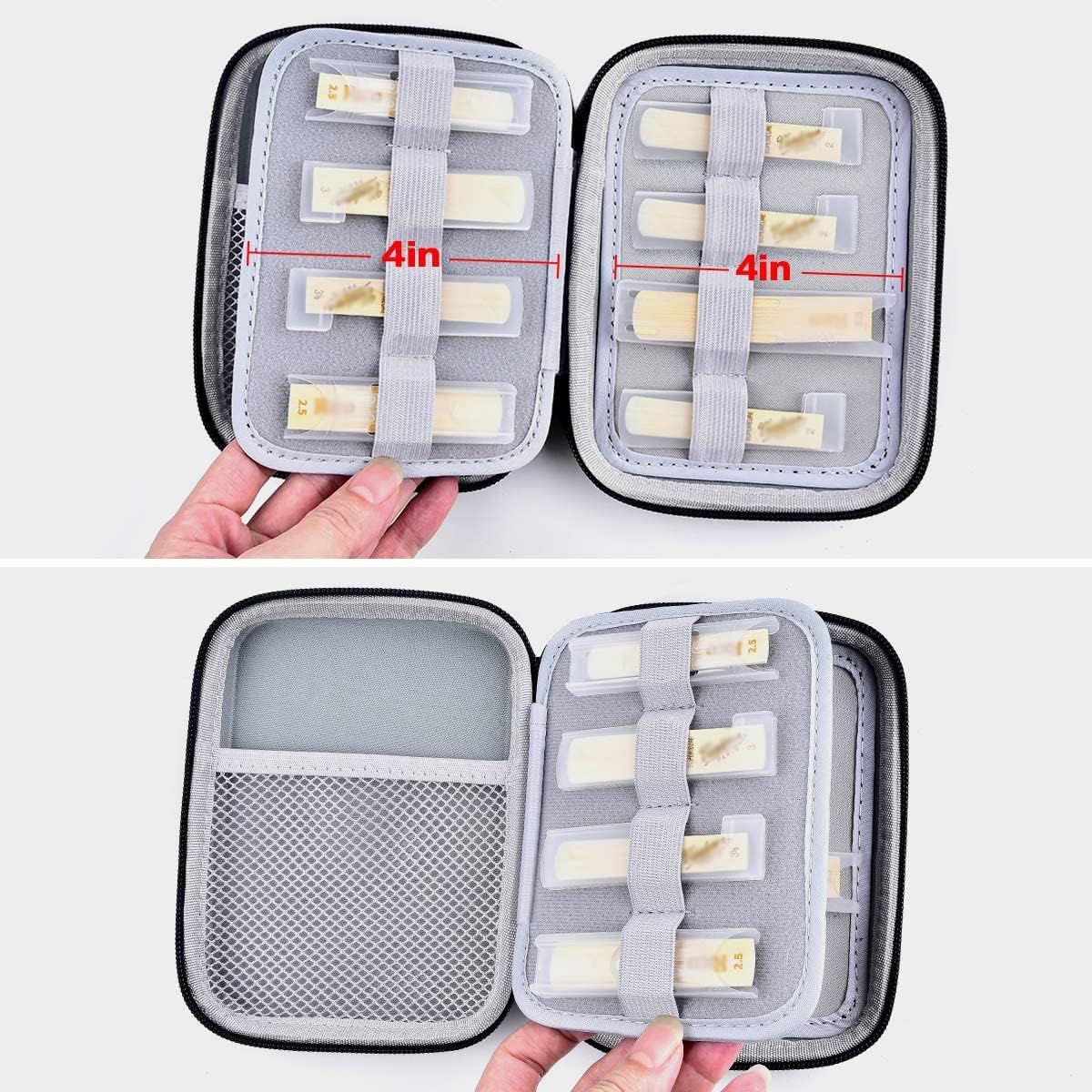 Reeds Case Compatible with Vandoren/for D'Addario Woodwinds/for Sovvid/for Glory Saxophone Clarinet Reeds. Storage Holder for 12 pcs Reed and Humidity Pack (Box Only) -Grey Inner