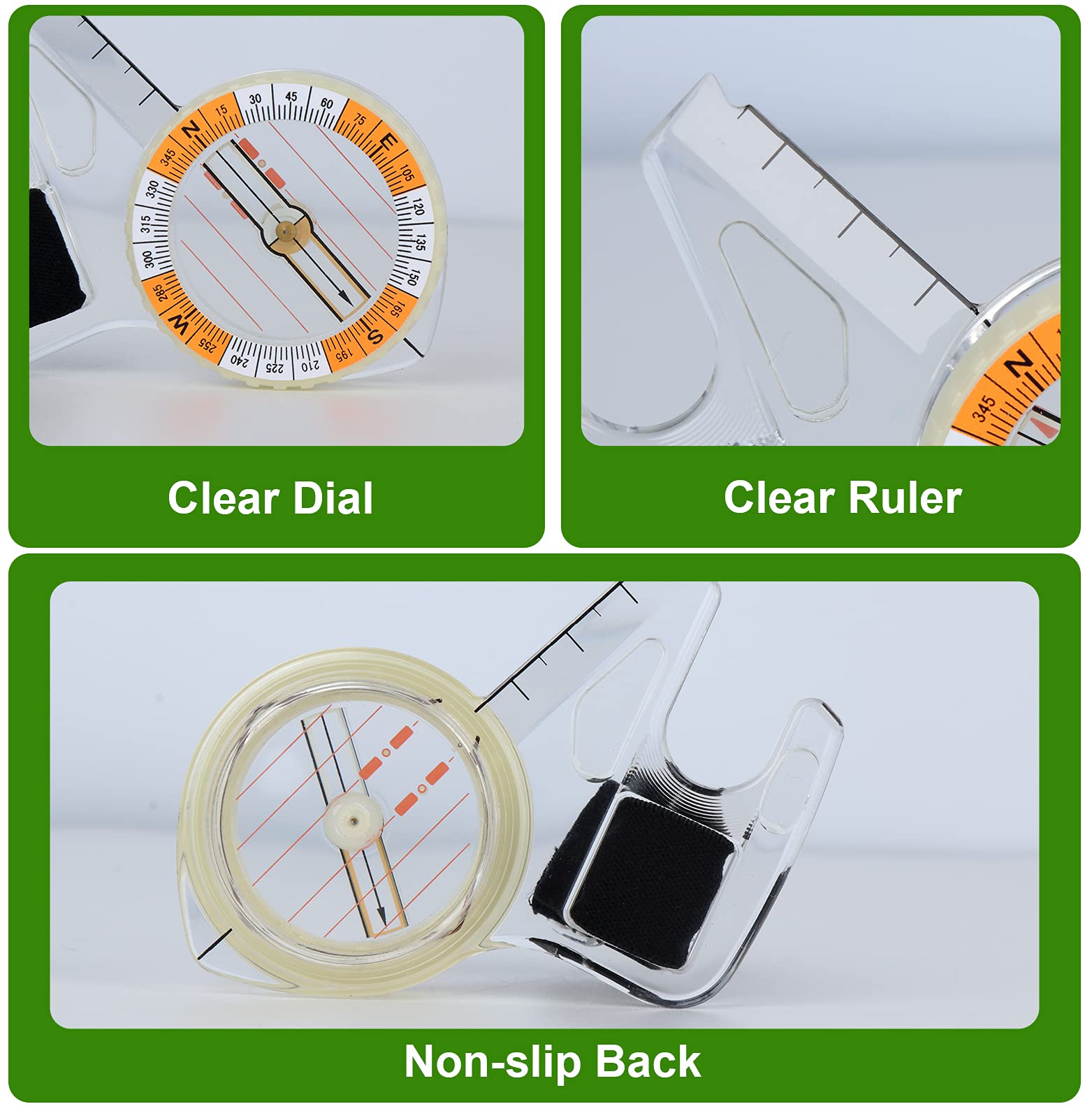 Bassizo Orienteering Thumb Compass Basic Aim Elite Training Competition Race Compass for Outdoors Sports Foot Cross-Country Directional Movement Match Tournament Contest Athletics Student Kid