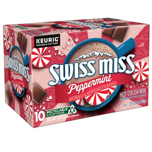Swiss Miss Peppermint Hot Cocoa, Keurig Single-Serve K-Cup Pods, 10 Count