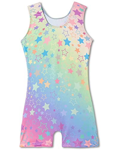 Bundle of Rainbow Star Gymnastics Leotards for Girls and Little Kids Black Palm Tree Gym Biketard Size 2t 3t