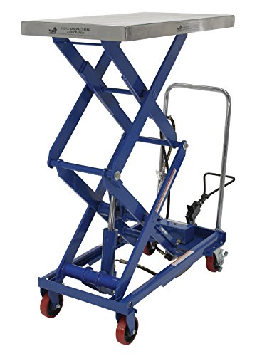 Vestil AIR-800-D Steel Air Hydraulic Cart, 800 lbs Capacity, 35-1/2" Length x 20" Width Platform, 15" - 51" Height Range