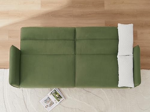 Convertible Sofa Bed Adjustable Sleeper Loveseat Couch Modern Corduroy Upholstered Recliner Reversible Love Seat Folding Daybed , Detachable Sofá into 2 Singel Chairs with Wooden Legs & USB Ports